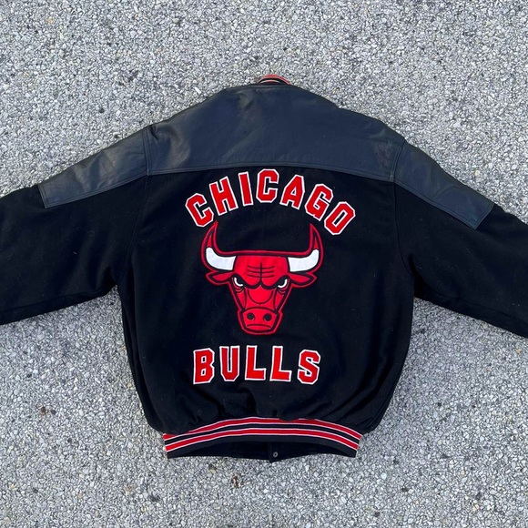 NBA | Jackets & Coats | Vintage Nba Chicago Bulls Wool Leather ...